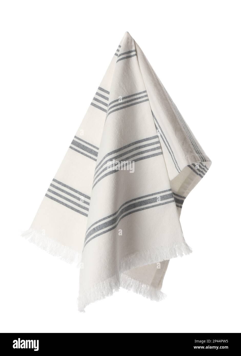 Clean kitchen towel hanging on white background Stock Photo - Alamy