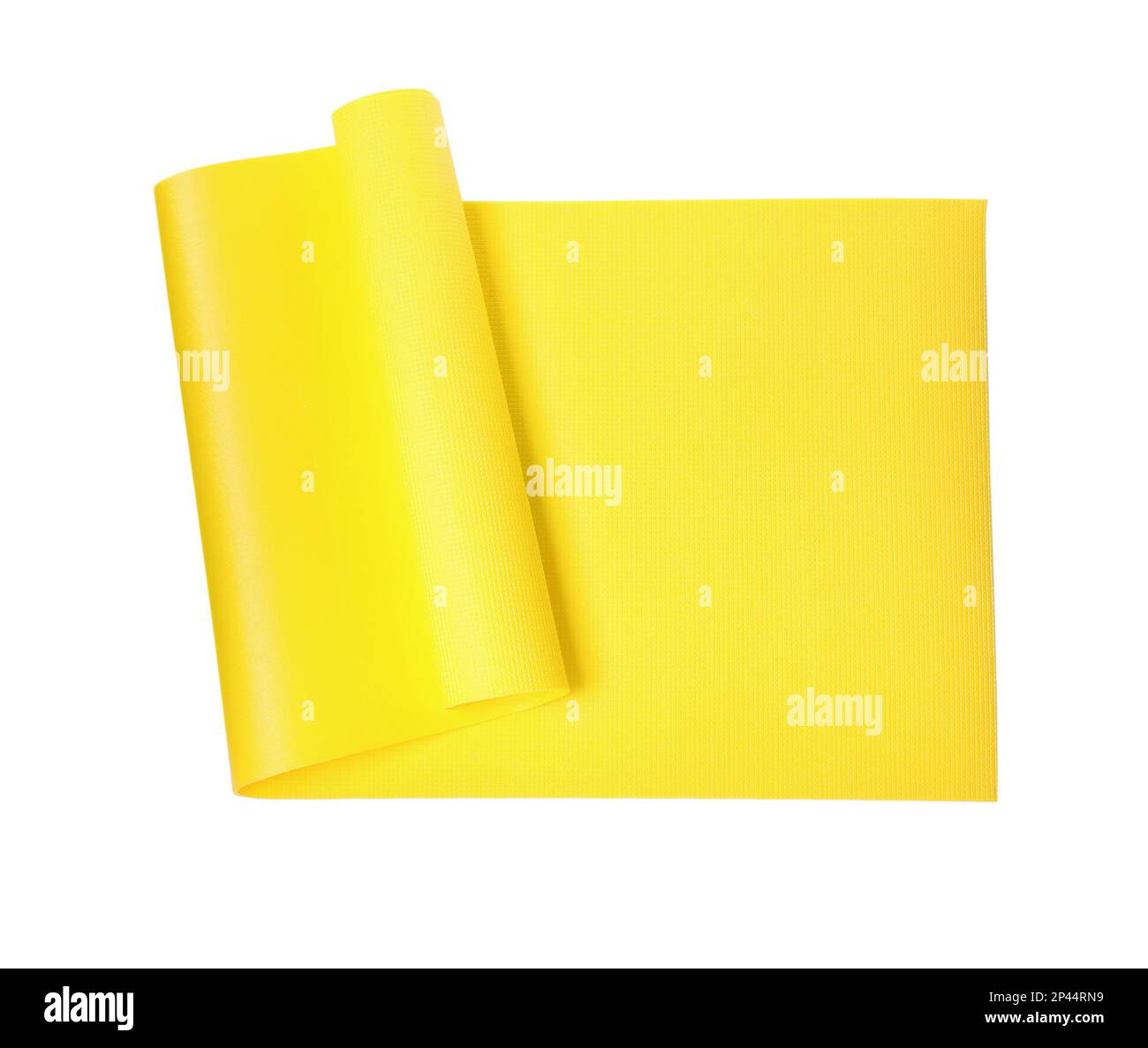 Yellow camping mat isolated on white, top view Stock Photo - Alamy