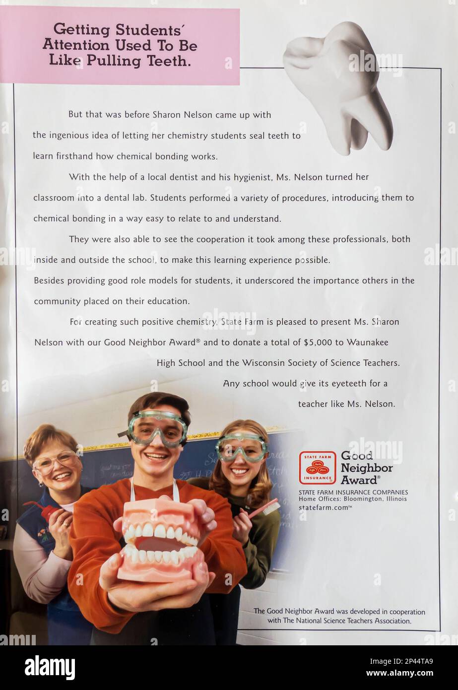 State Farm Insurance advert in a Natgeo magazine May 2000 Stock Photo ...