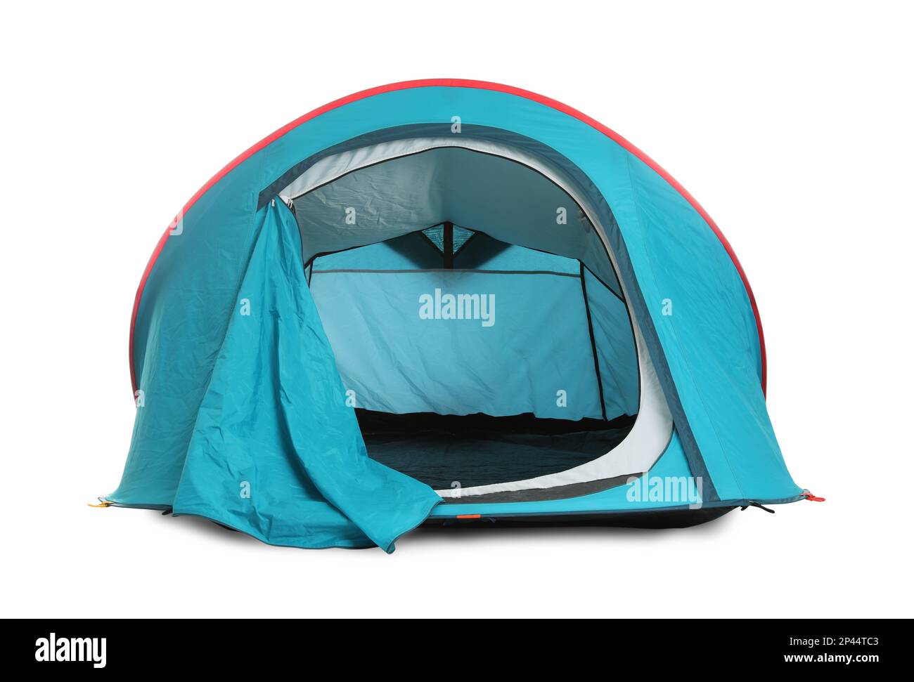 Light blue camping tent on white background Stock Photo - Alamy
