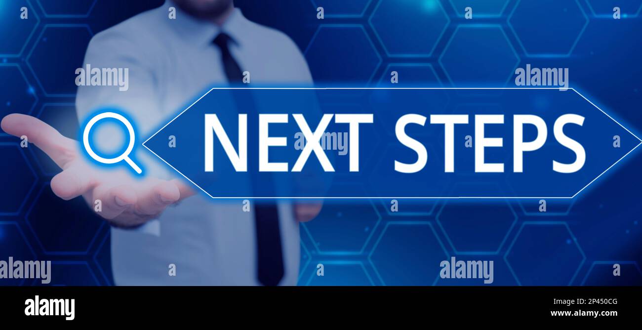 Conceptual display Next Steps. Internet Concept numper of process going ...