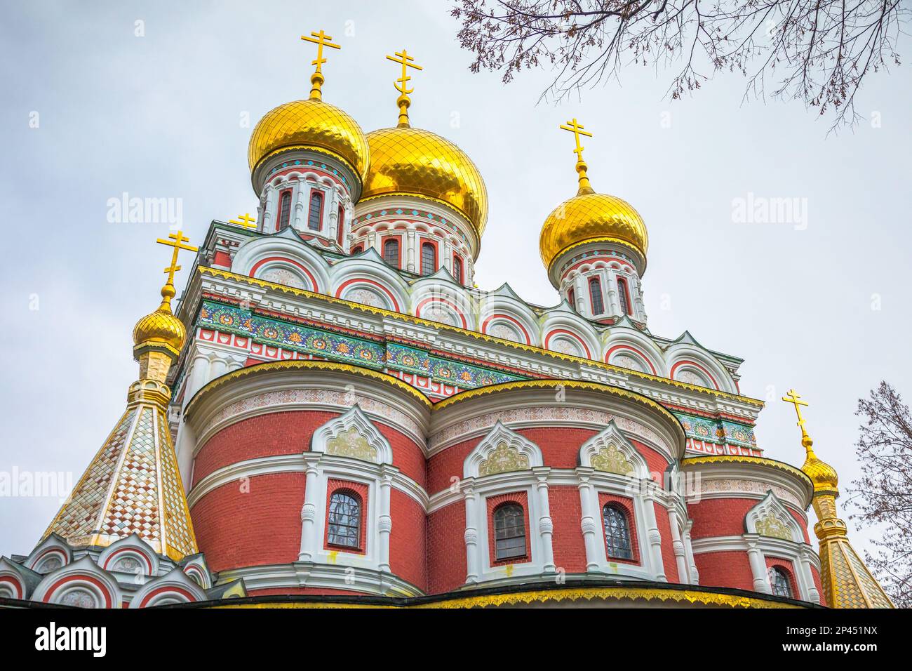 Ornate Shipka Memorial orthodox Church in the Balkans, Bulgaria Stock ...