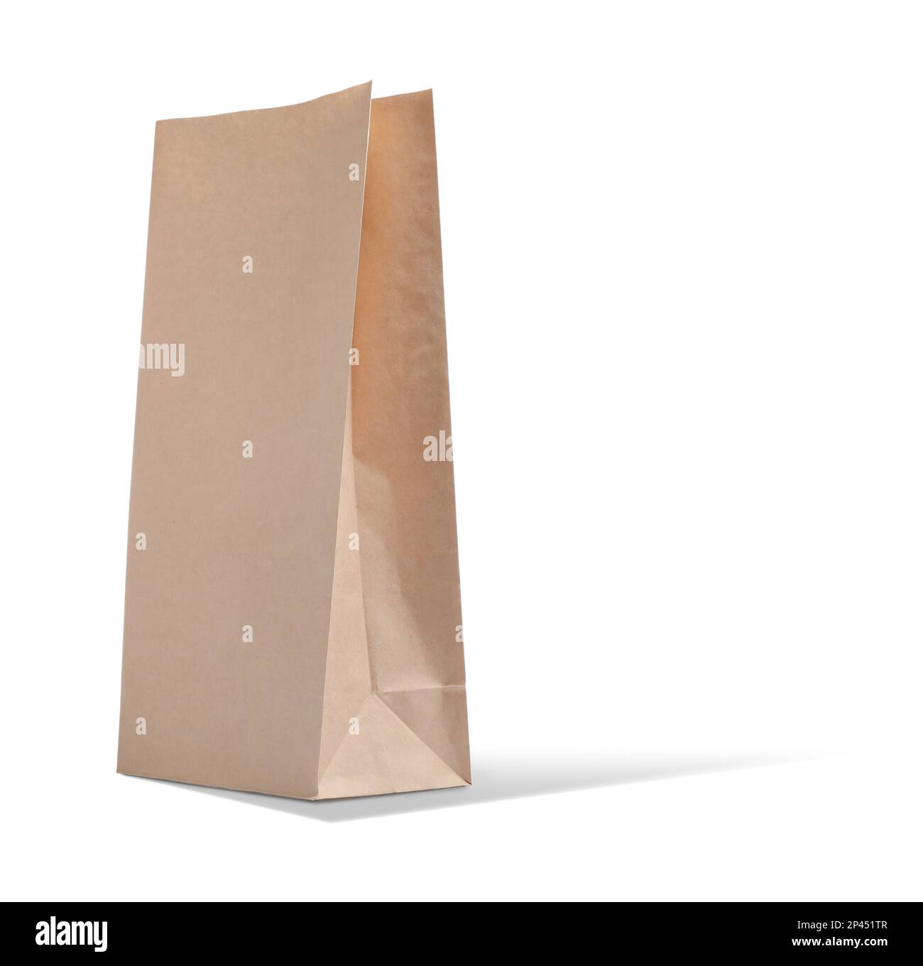 New open paper bag on white background Stock Photo - Alamy