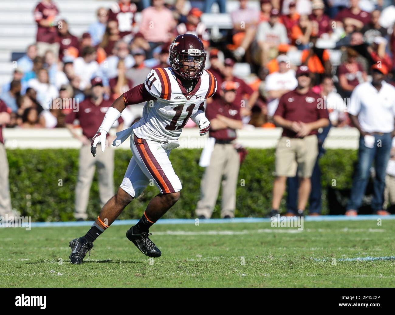 Virginia Tech Hokies cornerback Kendall Fuller (11) watches action ...