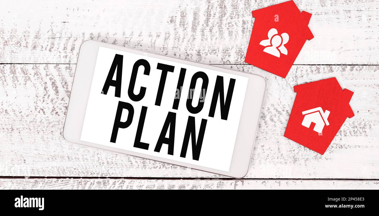 Inspiration showing sign Action Plan. Word Written on list of things or ...