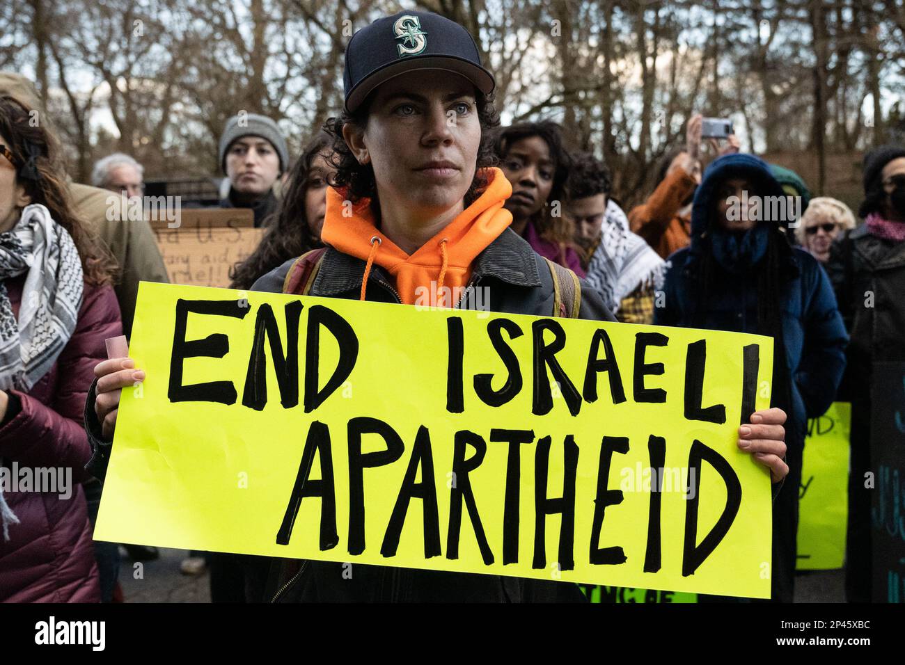 Jewish pro-Palestinian demonstrators protest outside U.S. Senator Chuck ...