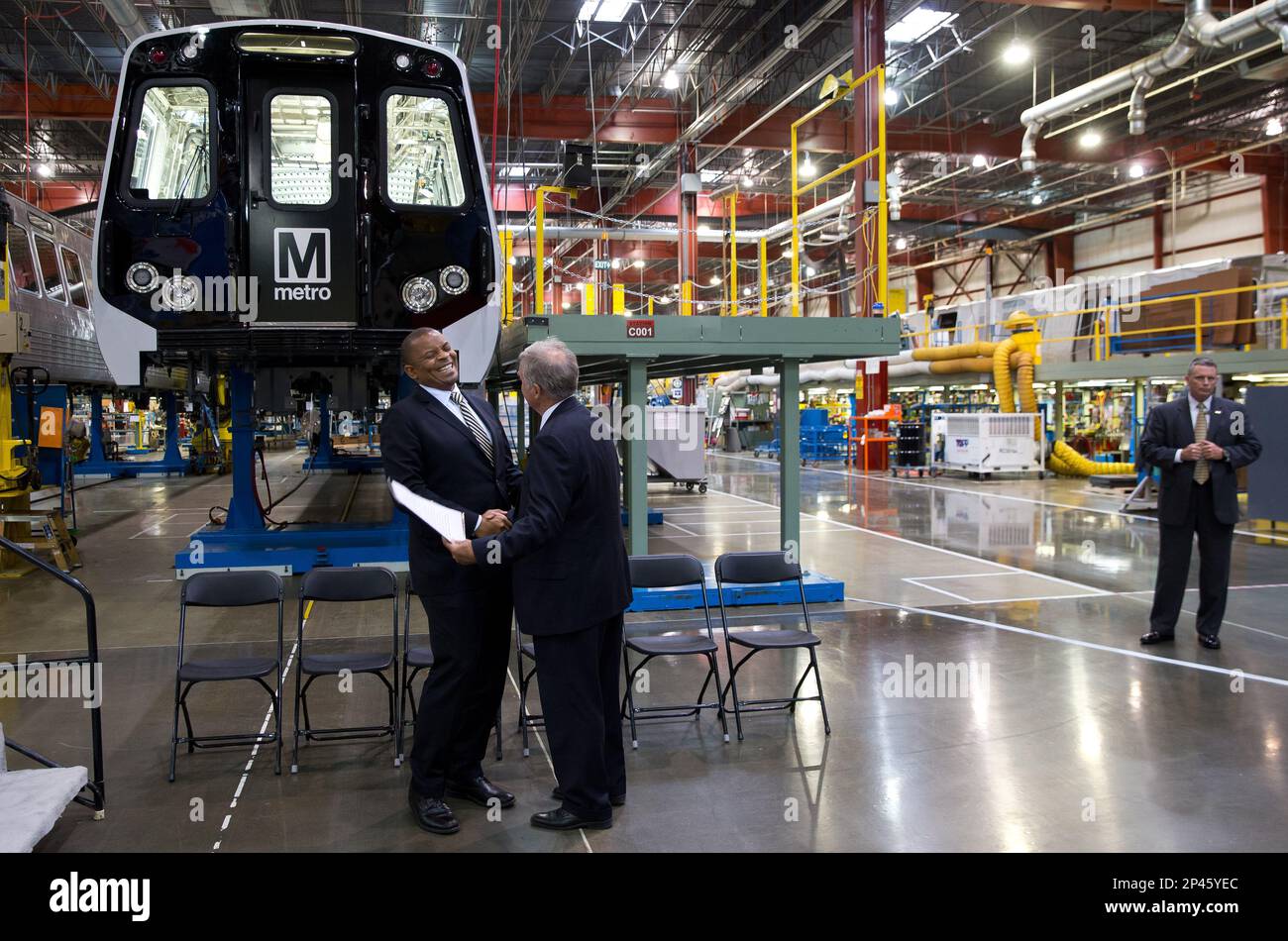 United States Secretary of Transportation Anthony Fox, left, talks with ...