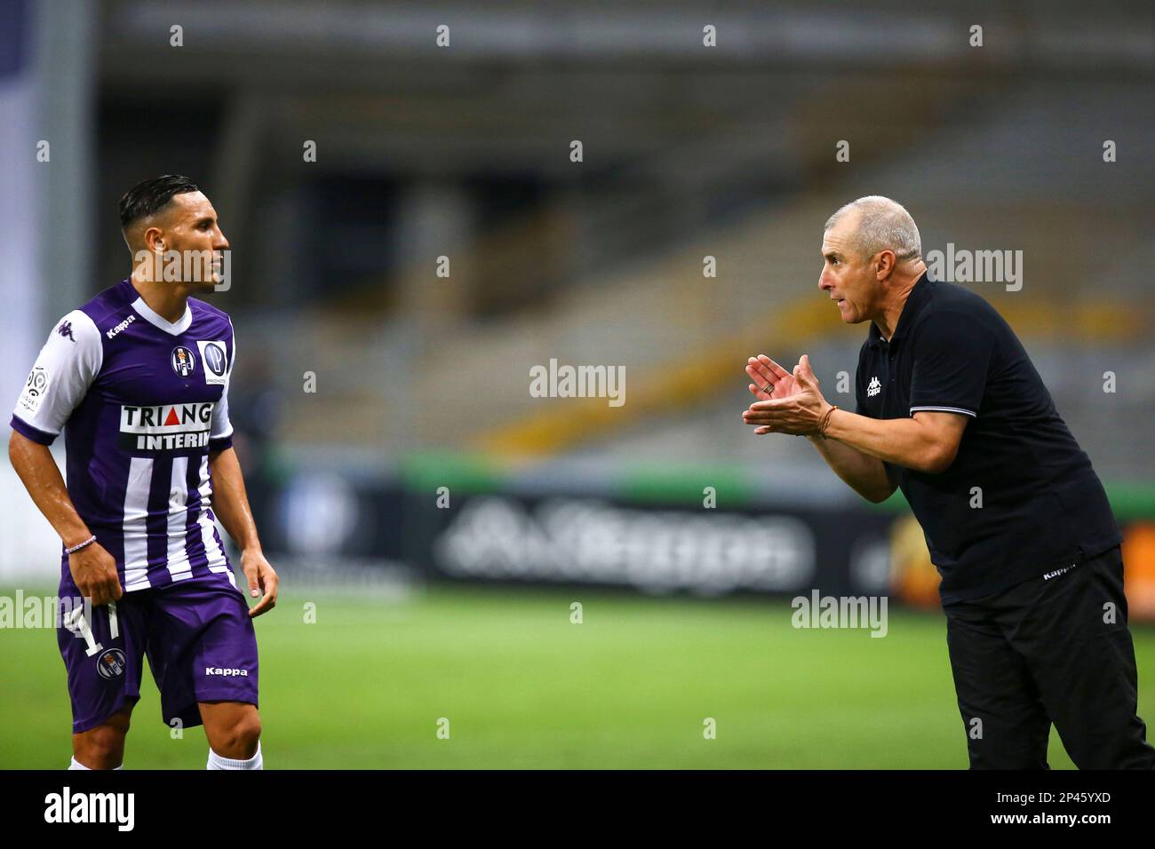Adrien Regattin / Alain Casanova - 20.09.2014 - Toulouse / Caen - 6eme journee Ligue 1.Photo ...