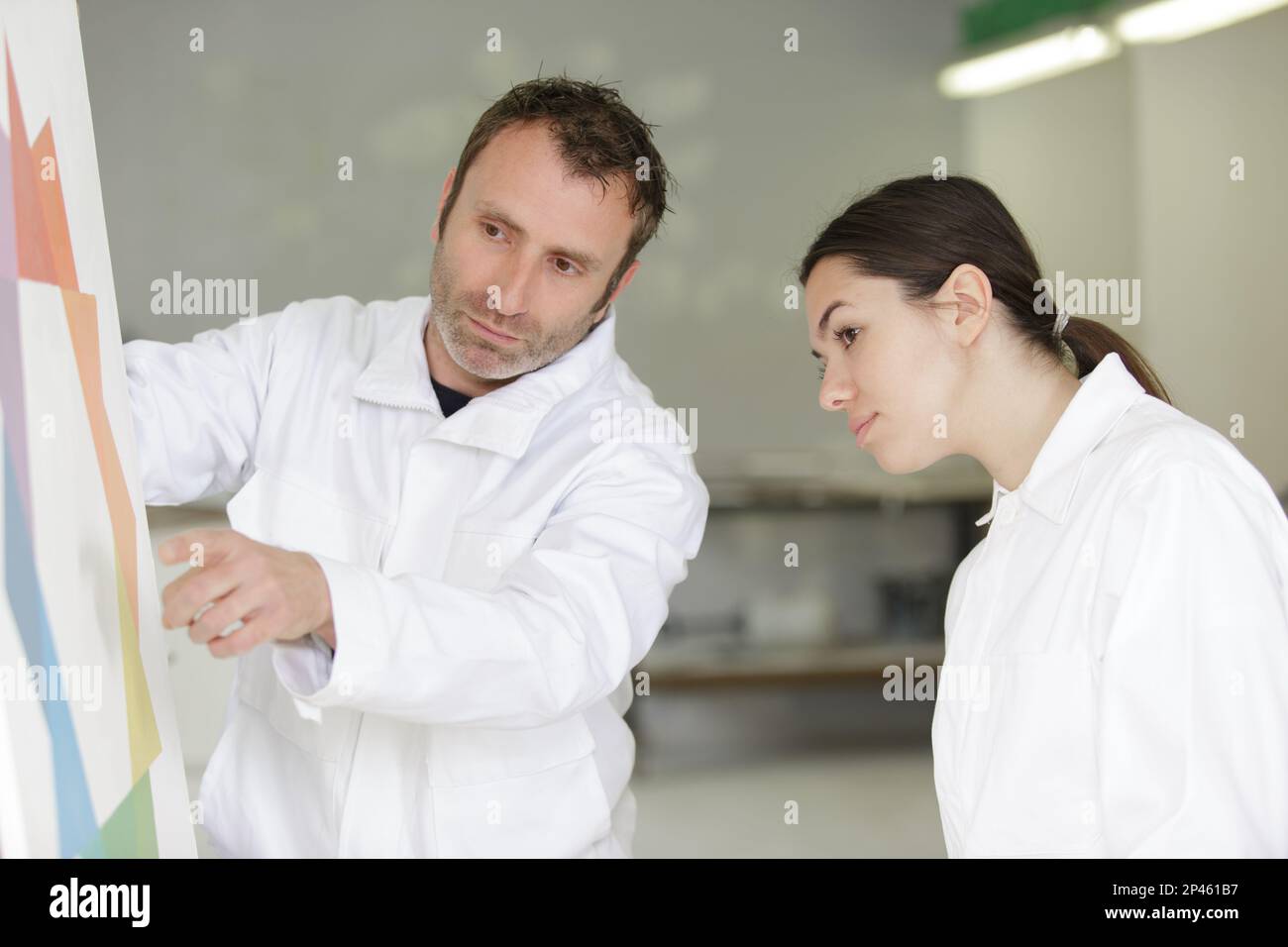 young female apprentice painter in professional training Stock Photo ...
