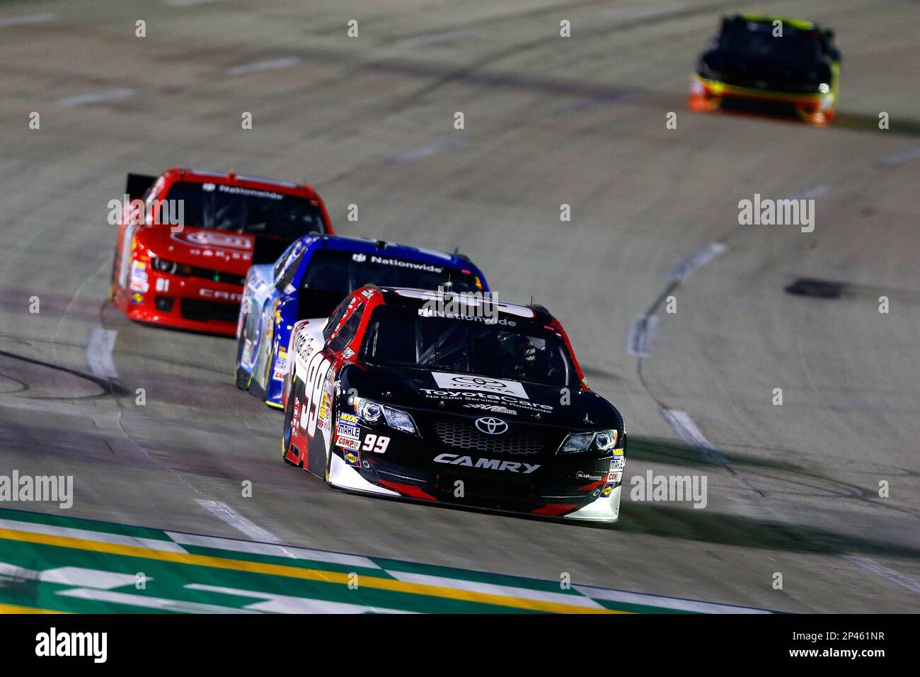 James Buescher (99) and Austin Theriault (5) during the NASCAR ...
