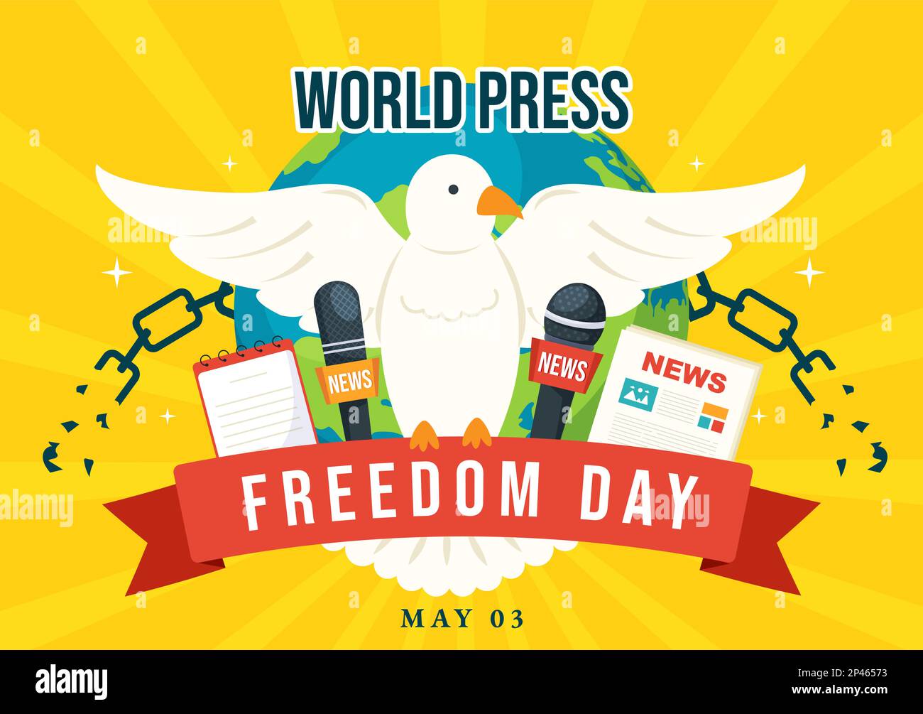 World Press Freedom Day on May 3 Illustration with Hands Holding News ...