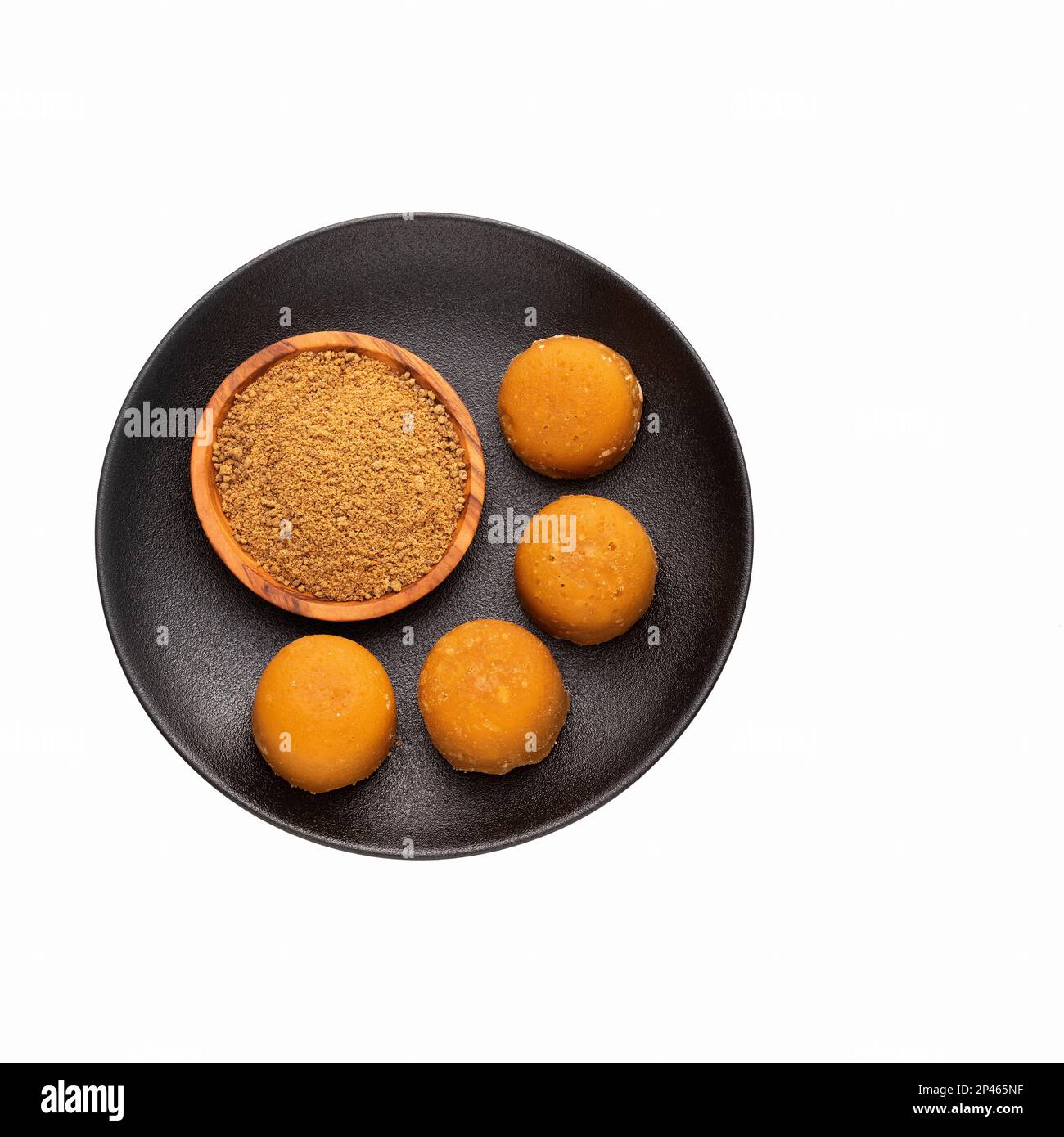 Blocks and powder of sugarcane panela - Saccharum officinarum Stock ...