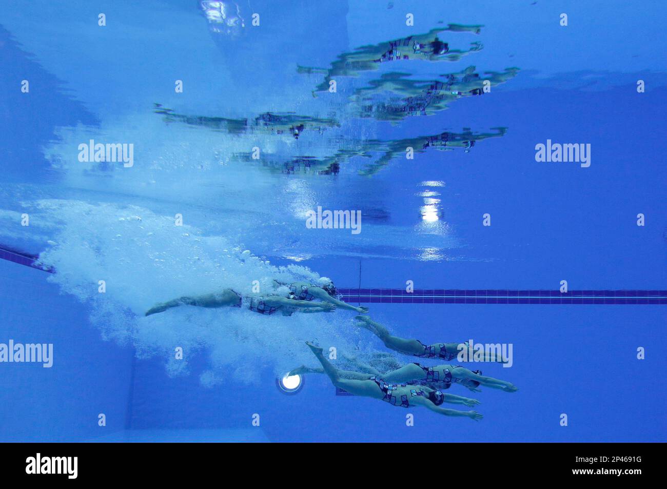 Japanese synchronized swimming team perform during their synchronized ...