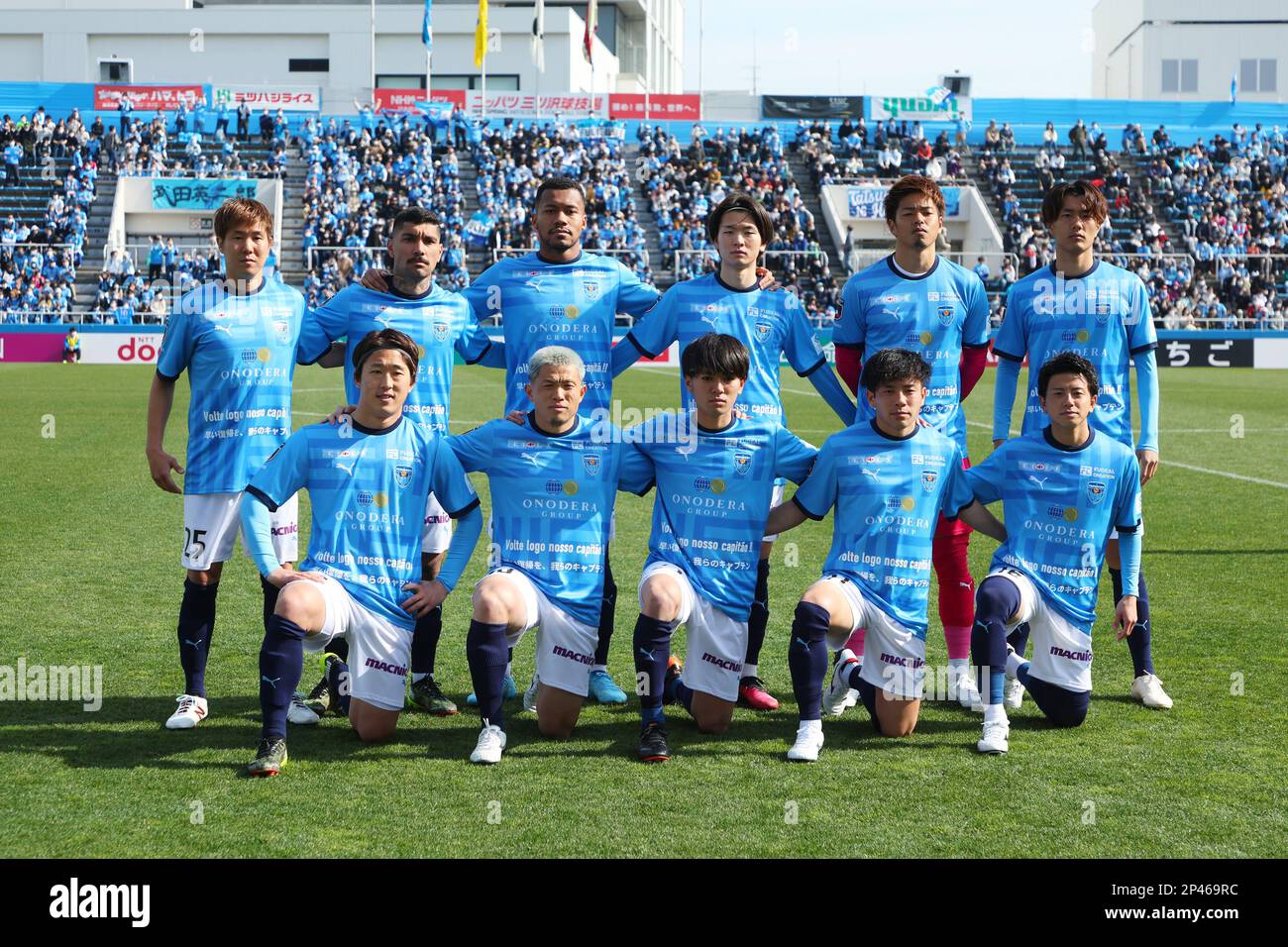 NHK Spring Mitsuzawa Football Stadium, Kanagawa, Japan. 4th Mar, 2023. Yokohama FC team group ...