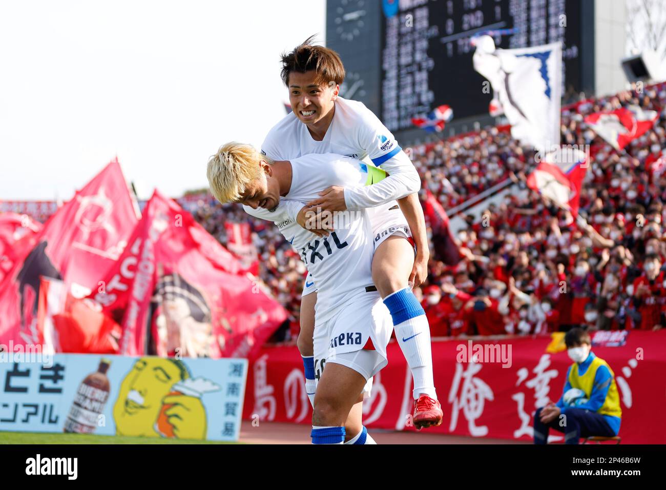 NHK Spring Mitsuzawa Football Stadium, Kanagawa, Japan. 4th Mar, 2023. (L to R) Yuma Suzuki ...