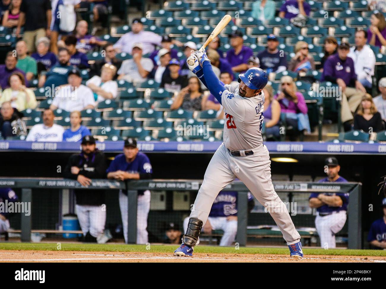Los Angeles Dodgers first baseman Adrian Gonzalez (23) swings at the ...