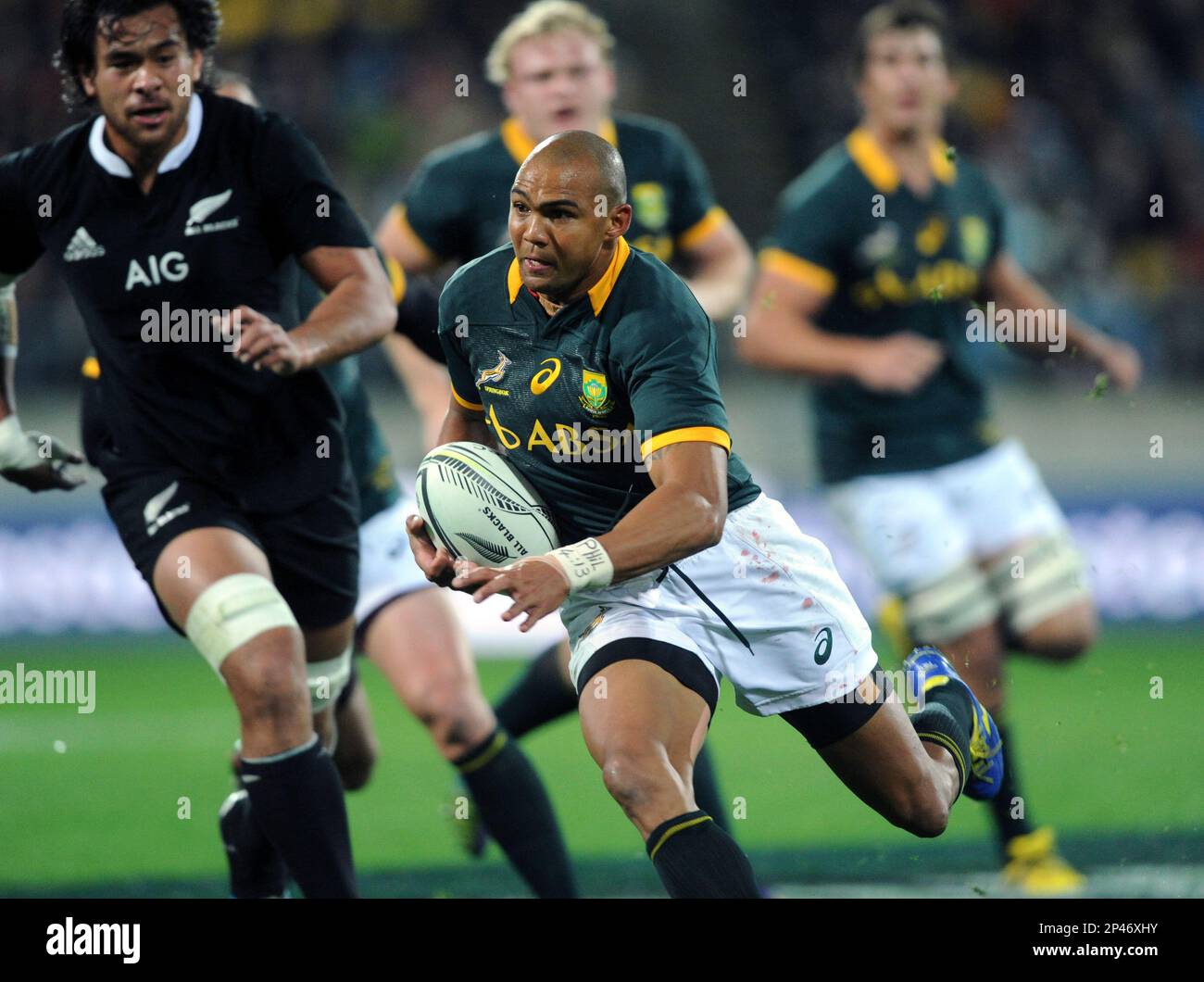South Africa’s Cornal Hendricks tries bound against New Zealand during ...