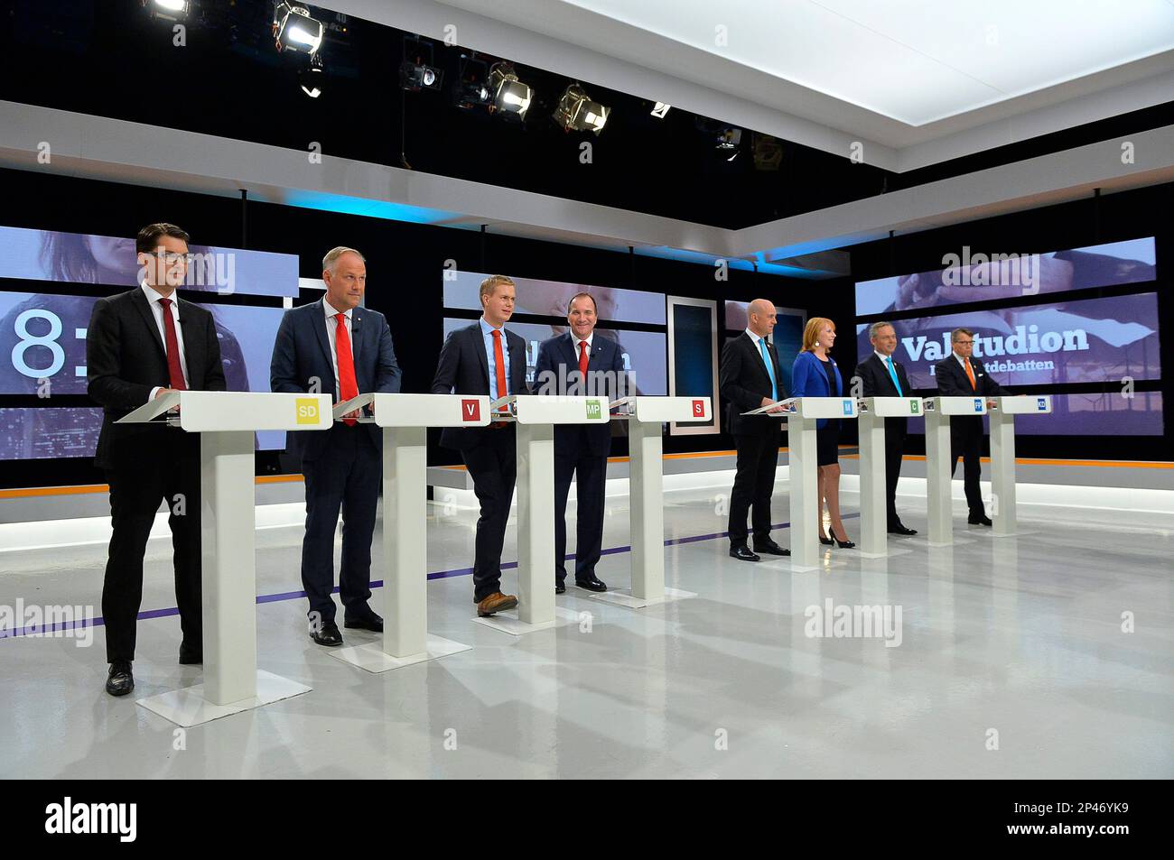 Swedish party leaders take part in an election debate broadcast by the ...
