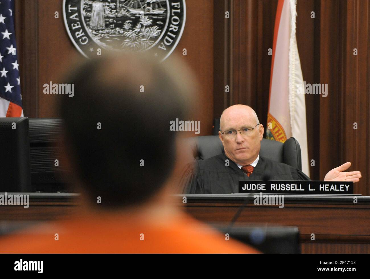 Judge Russell Healey addresses attorneys during a hearing regarding ...