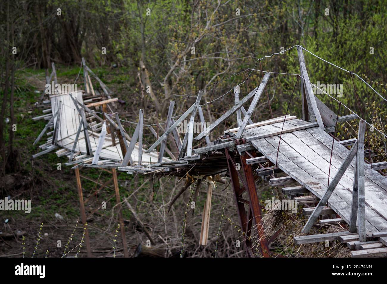 Dangerous broken wooden bridge on hi-res stock photography and images ...