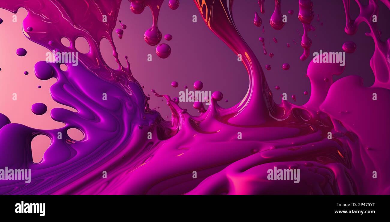 Image AI. Background of magenta liquid splash and drops in exciting ...