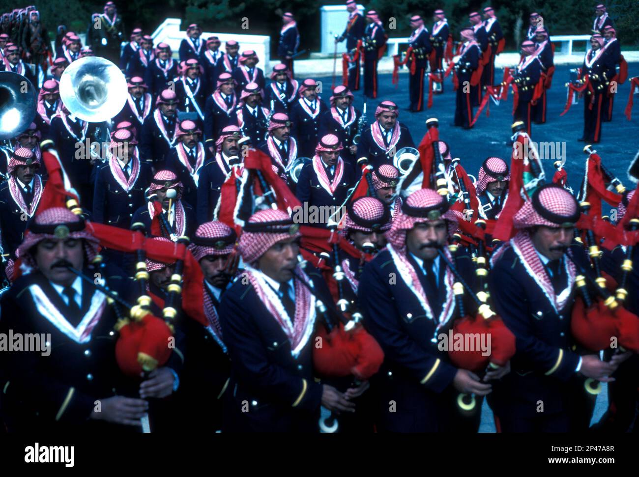 Armed Forces Band welcomes Queen Elizabeth to Amman, Jordan March 1984 ...
