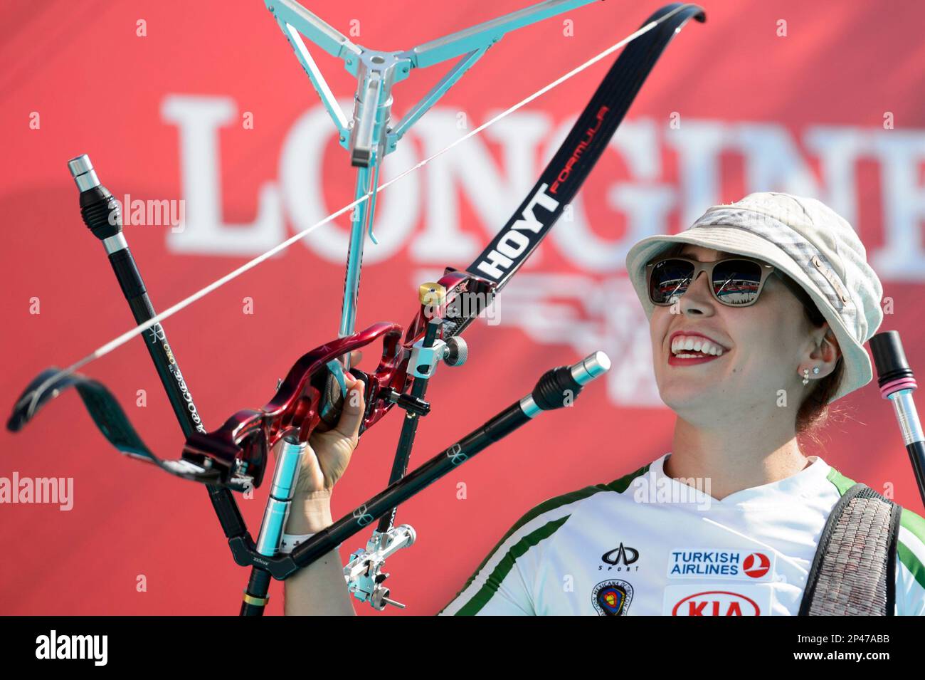 Winner Aida Roman from Mexico celebrates after the recurve women final ...