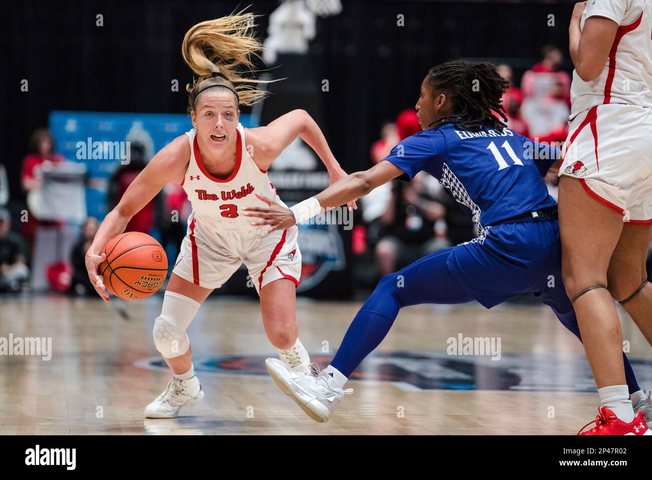 High Point guard Jordan Edwards (11) guards Gardner-Webb guard Lauren ...