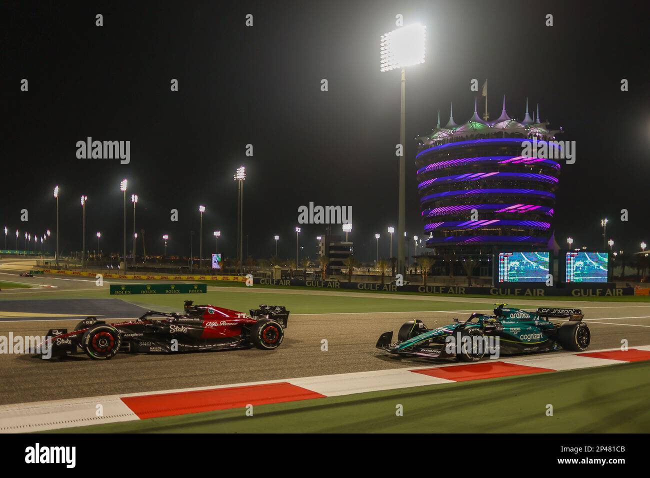 Manama. 5th Mar, 2023. Aston Martin's Spanish driver Fernando Alonso (R ...