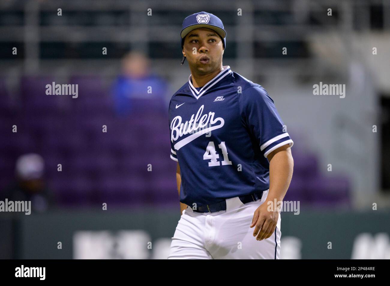 Butler head coach Blake Beemer reacts during an NCAA baseball game on ...