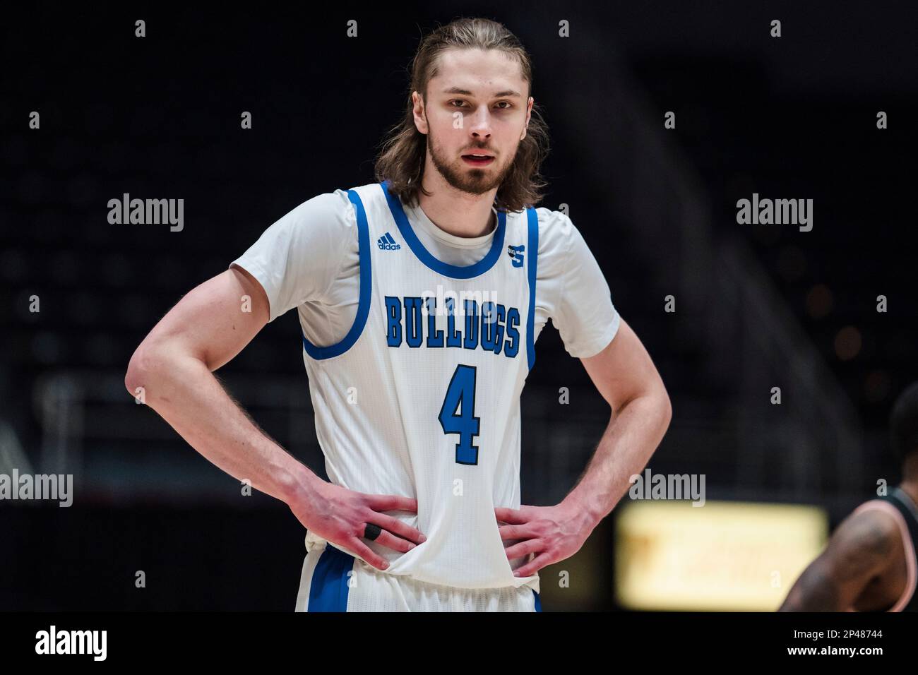 North Carolina Asheville forward Drew Pember (4) looks on during the ...