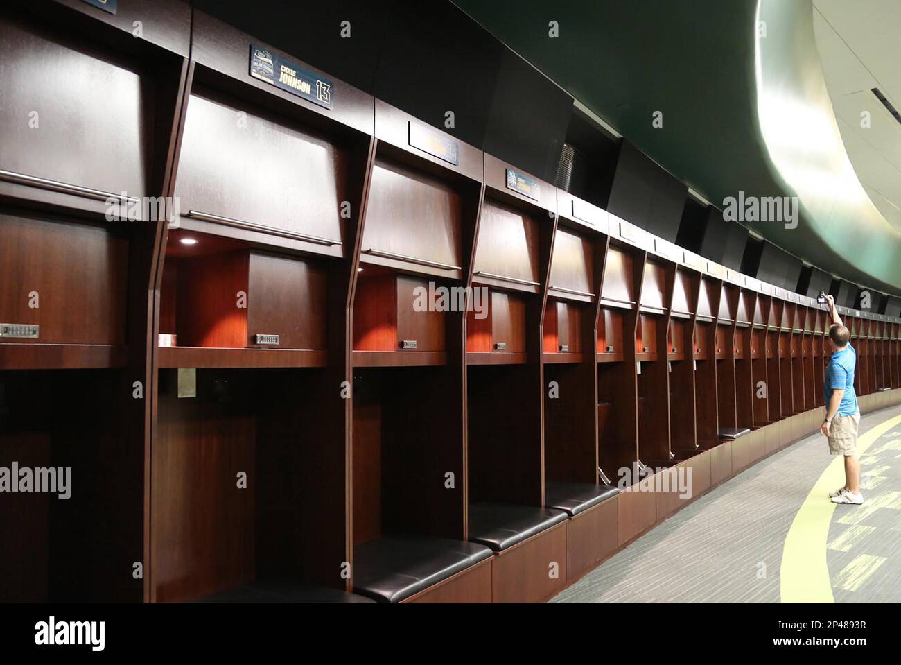 Visitors tour the new Baylor locker room at the nearly completed Baylor ...