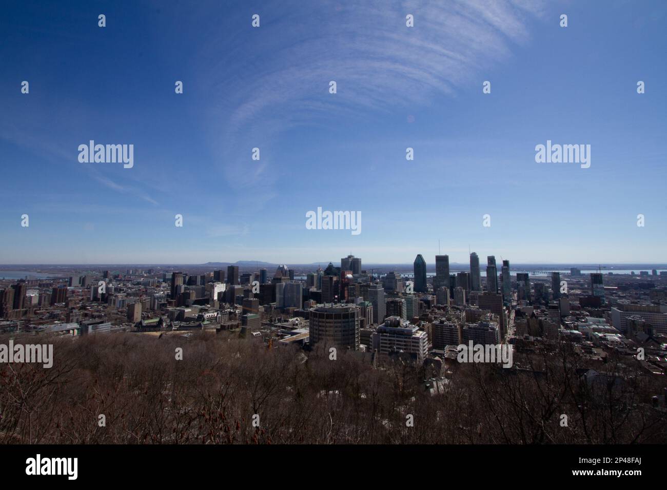 View of downtown Montreal City from Mont-Royal Park or Chalet du Mont ...