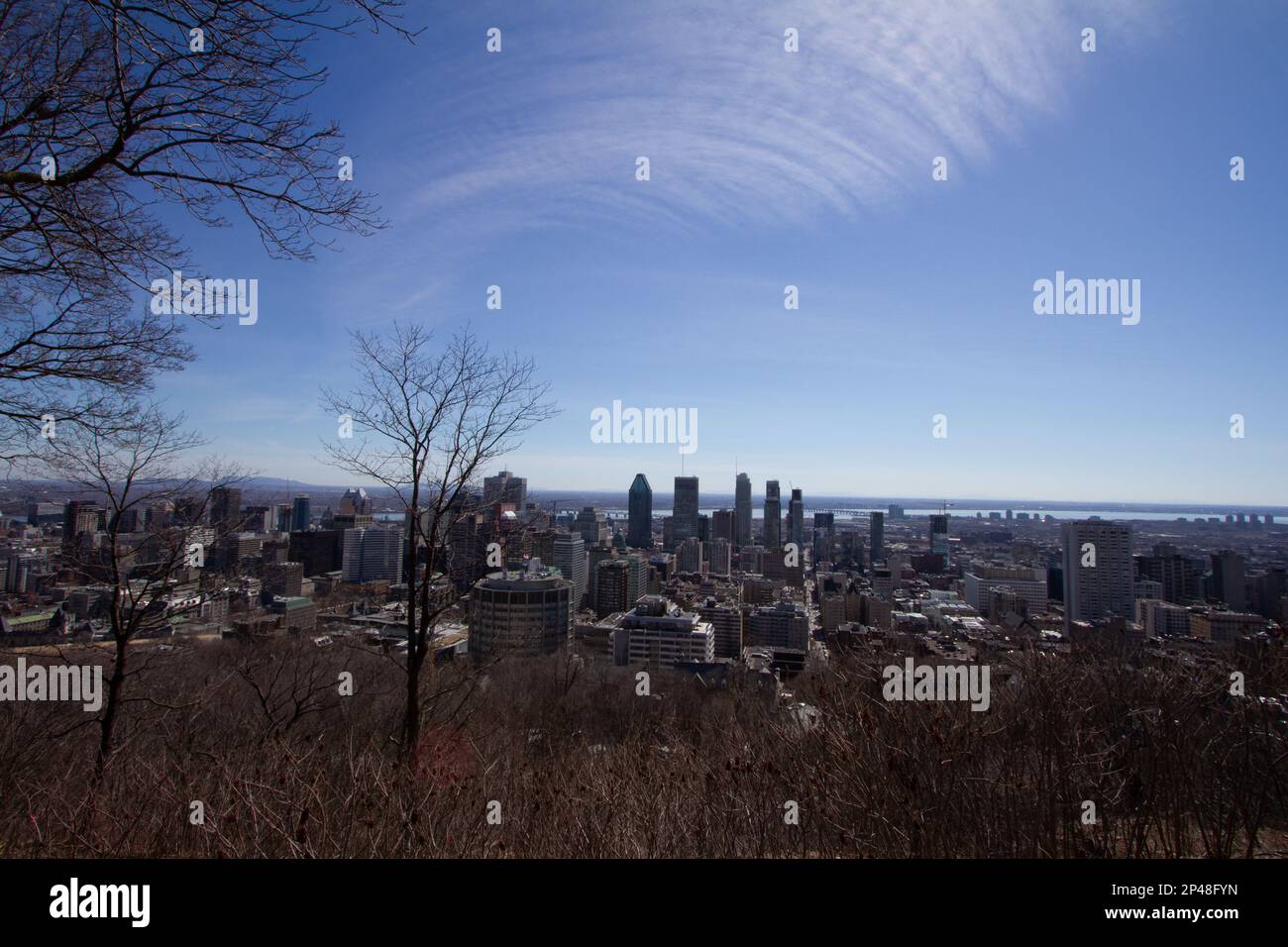 View of downtown Montreal City from Mont-Royal Park or Chalet du Mont ...