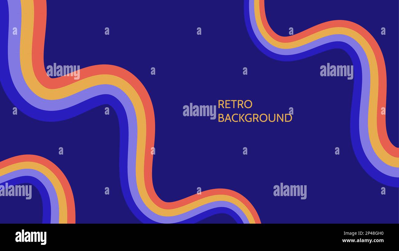 Retro abstract background. Colourful linear wavy wallpaper. Vintage ...