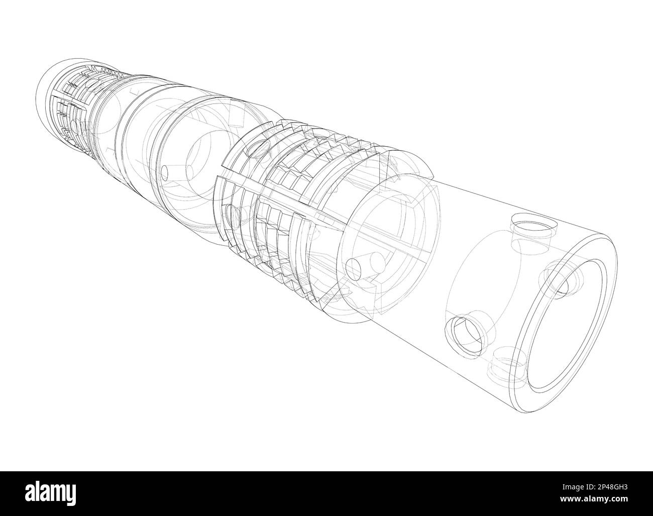 Outline drawing or sketch of cylindrical device Stock Photo - Alamy