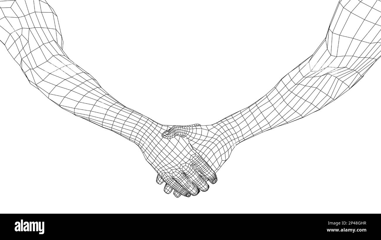 Two 3d people shaking hands Black and White Stock Photos & Images - Alamy