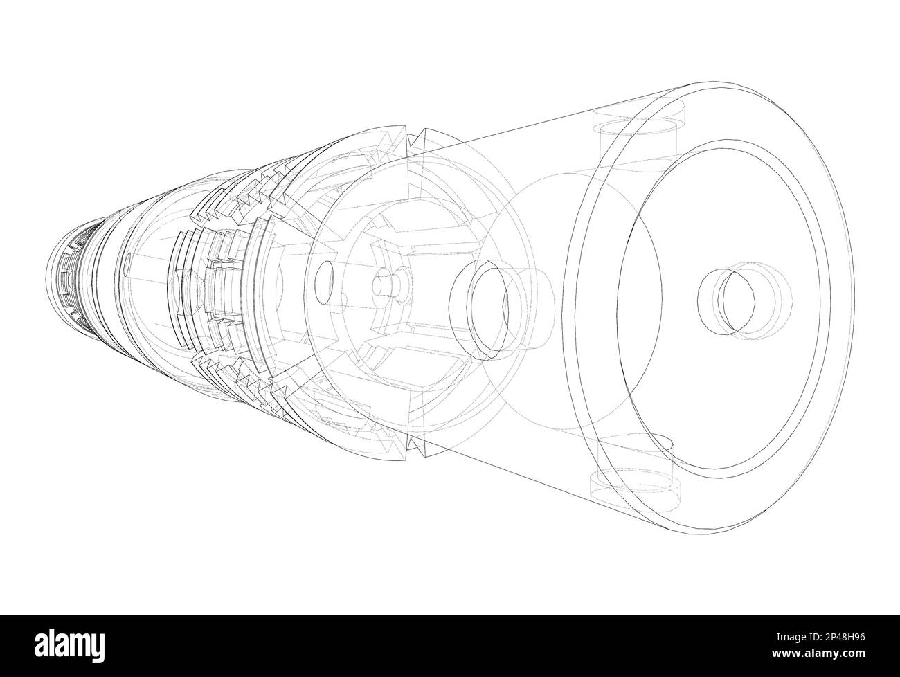 Outline drawing or sketch of cylindrical device Stock Photo - Alamy