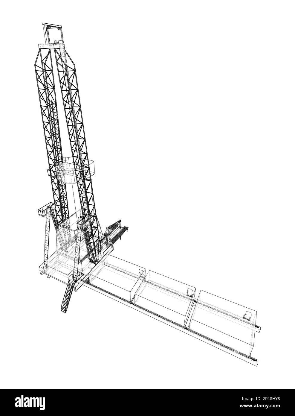 Oil rig. Wire-frame style Stock Photo - Alamy