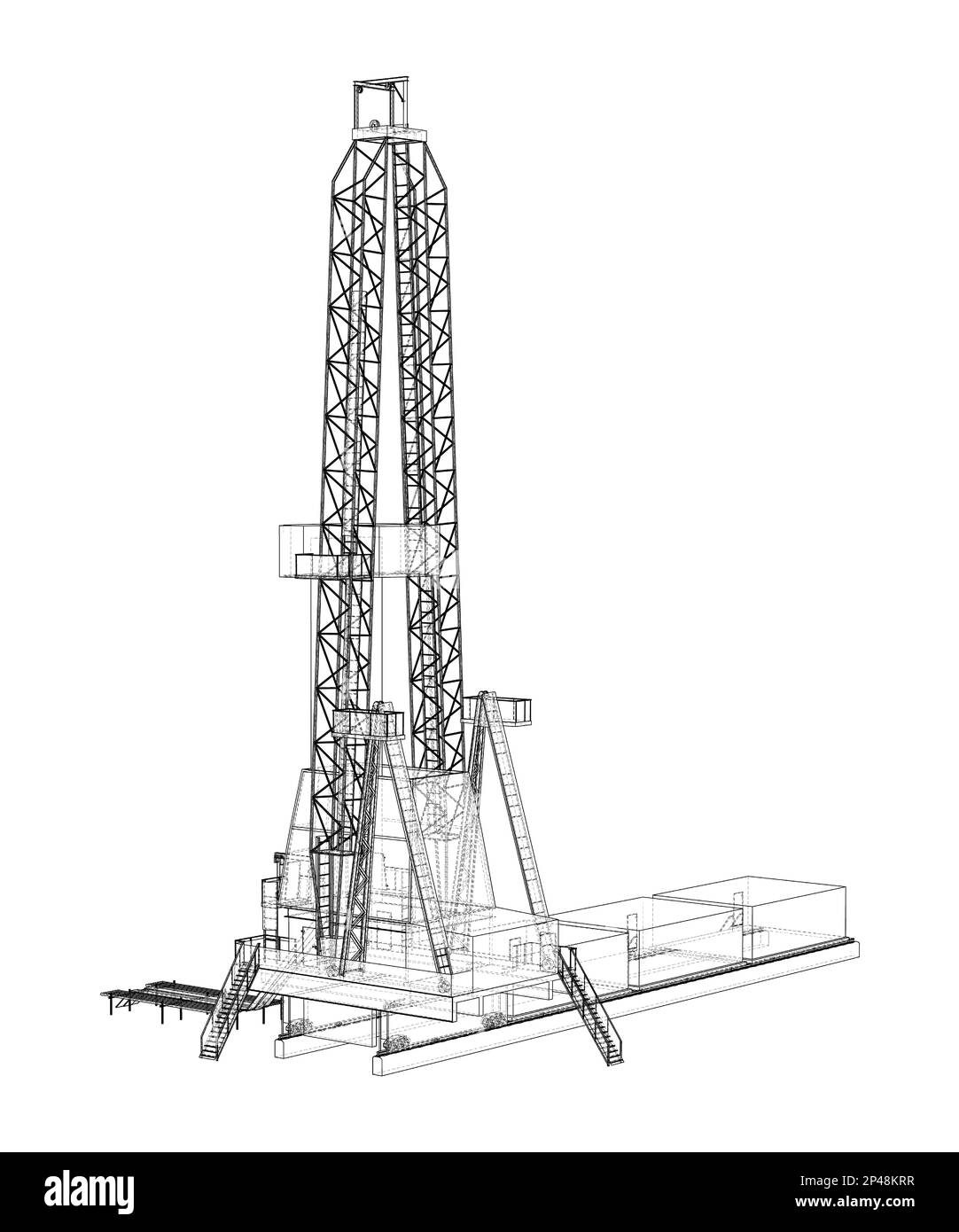 Oil rig. Wire-frame style Stock Photo - Alamy