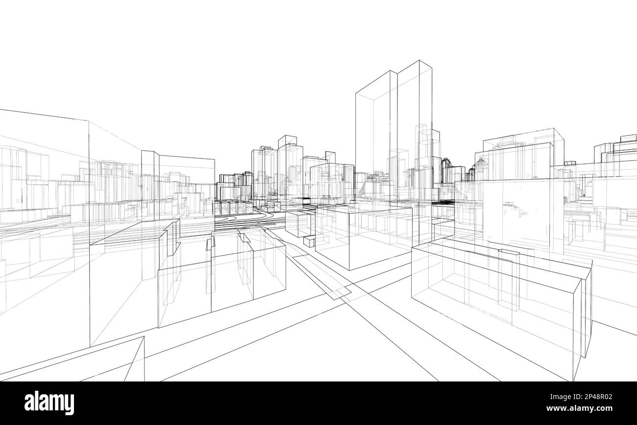 3d urban landscape. Buildings and roads Stock Photo - Alamy