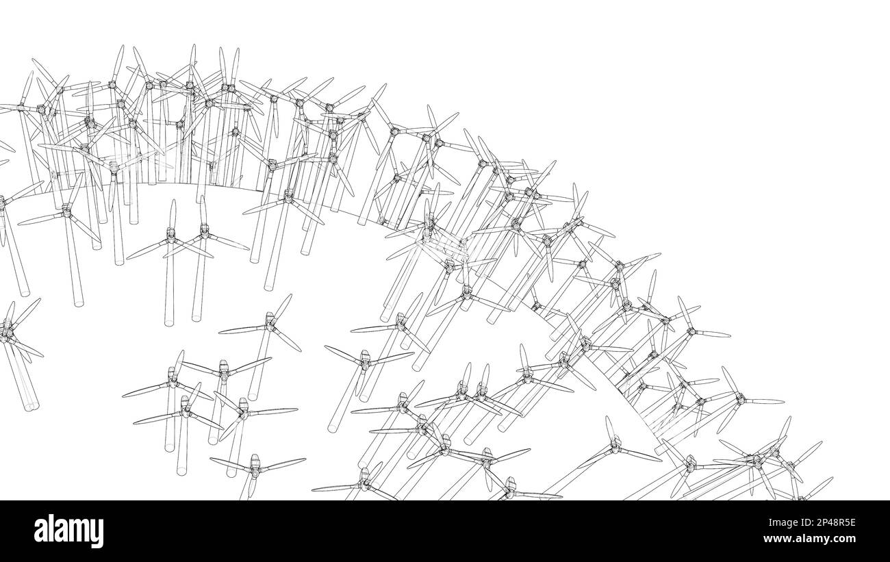 Group of wind turbines Black and White Stock Photos & Images - Alamy