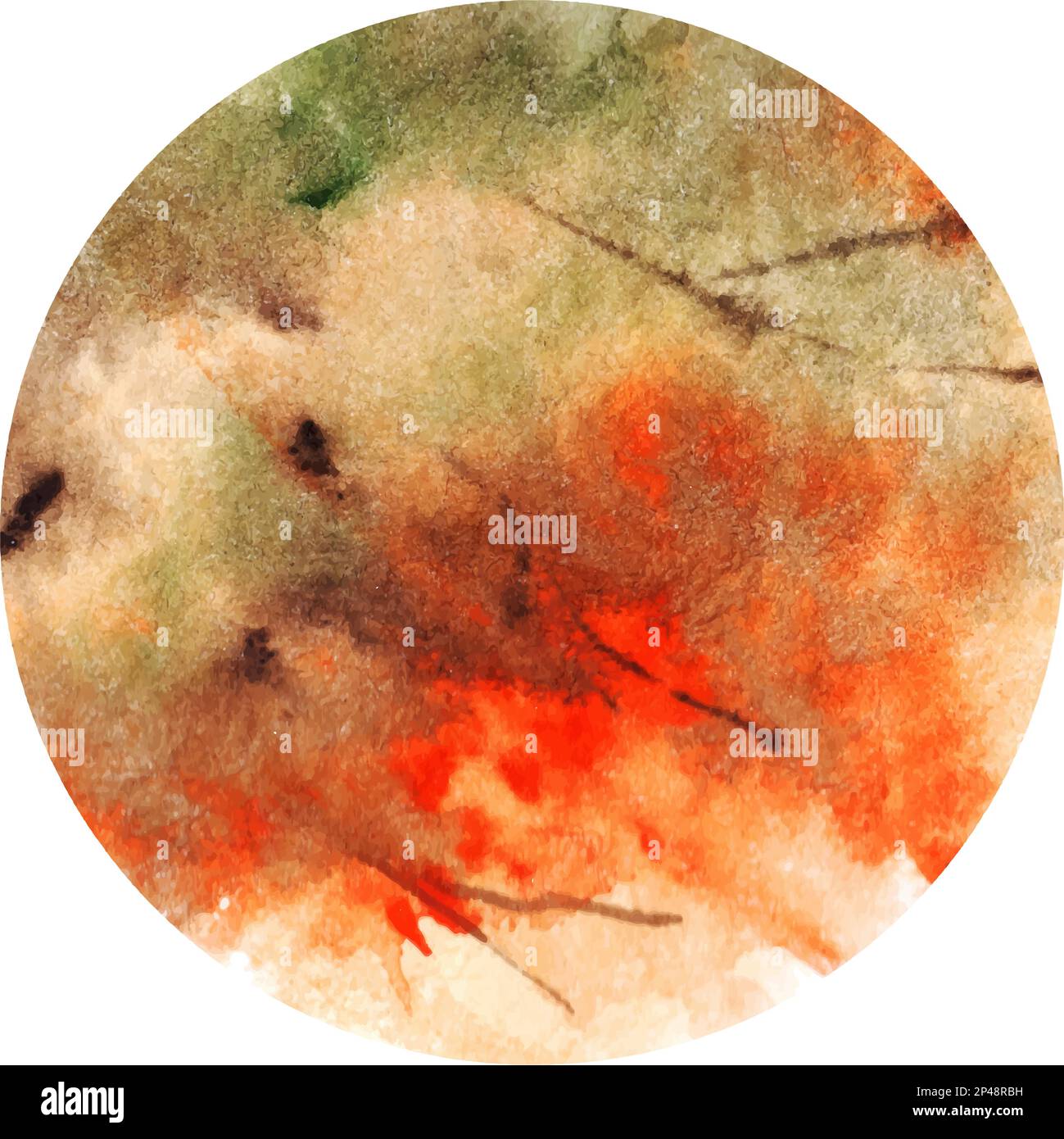 Watercolor foliage autumn fire vector background circle Stock Vector ...