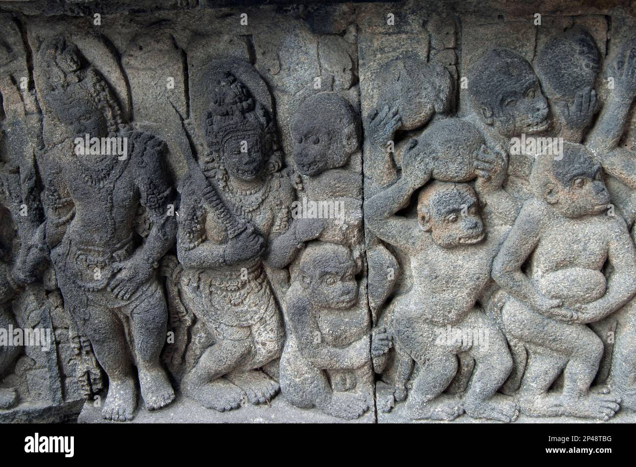 Relief of Ramayana scene where Monkey Army is building Rama's Bridge ...