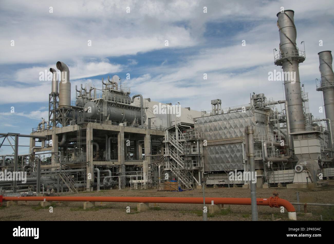 Pipework and vessels, Tangguh LNG (Liquified Natural Gas) Plant. near ...