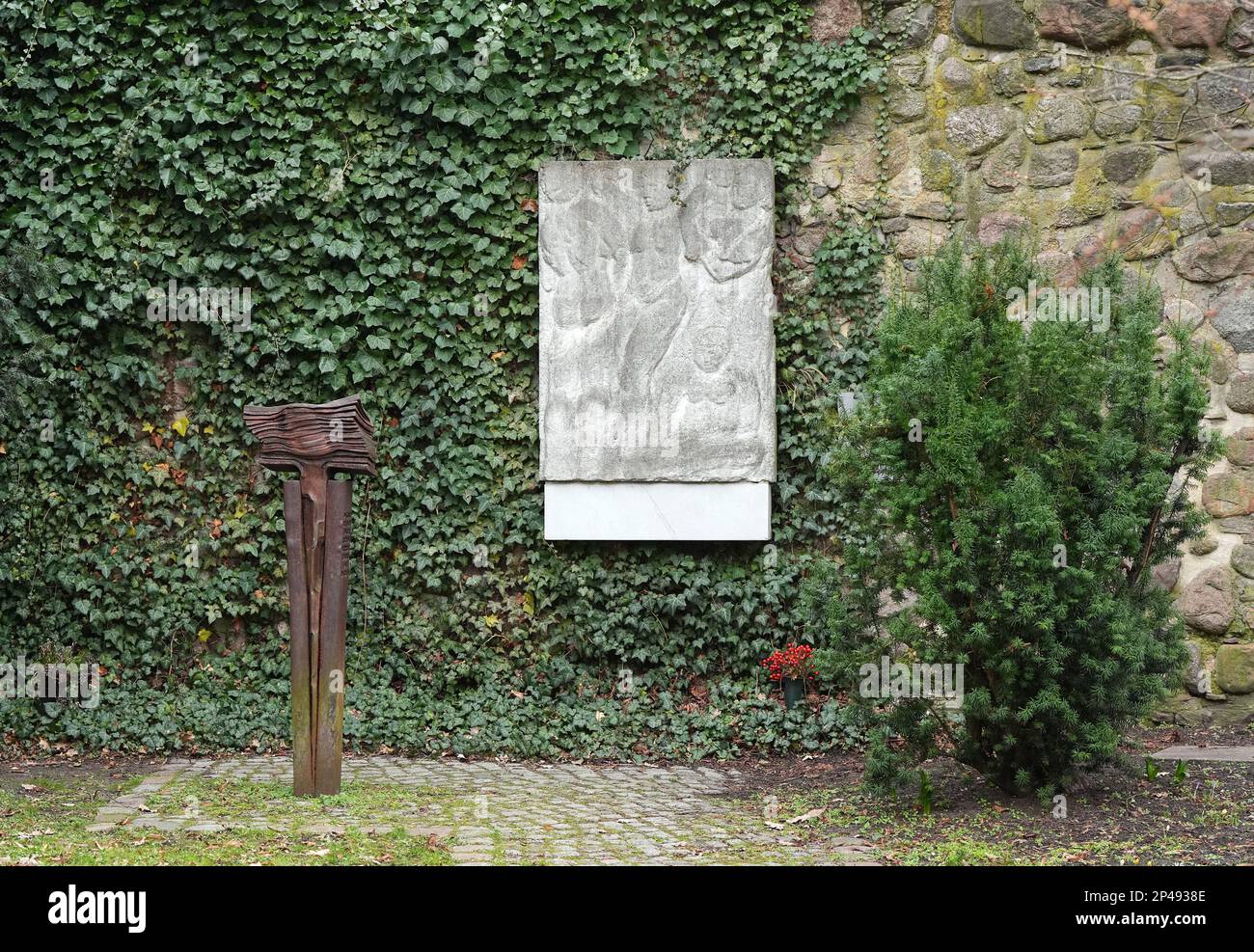 Bernau Bei Berlin, Germany. 02nd Mar, 2023. The marble relief (r) by ...