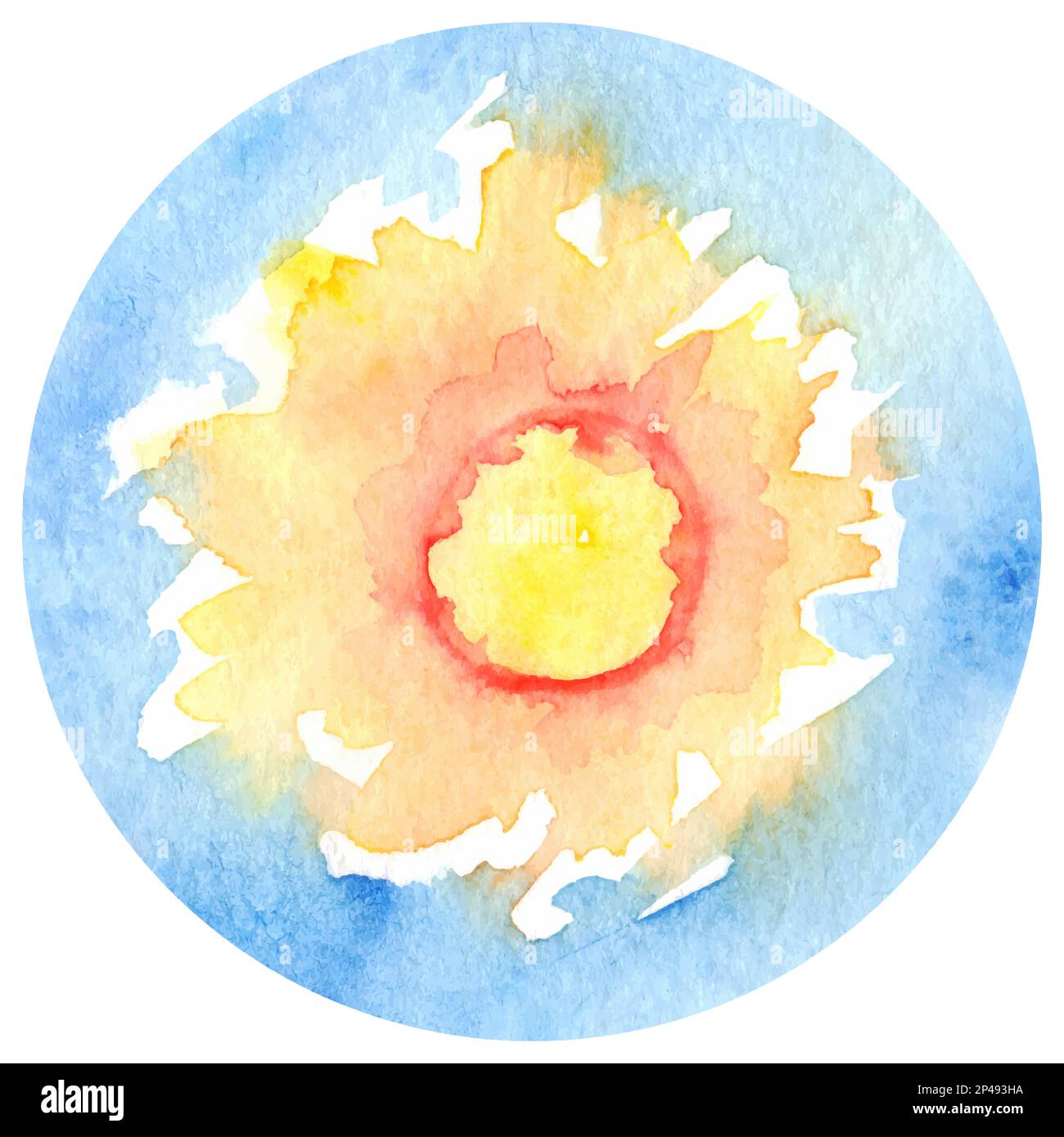 Watercolor sun sunshine sky vector circle isolated Stock Vector Image ...