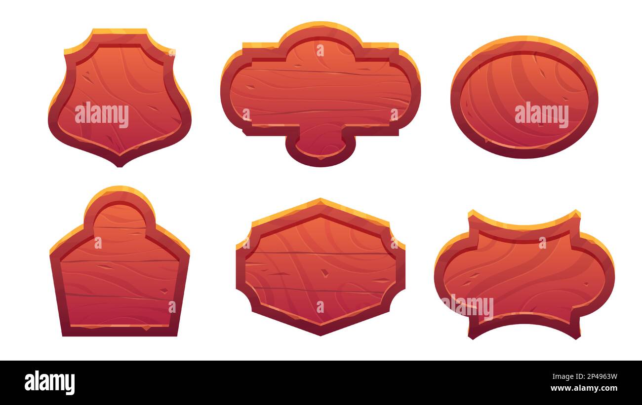 Wooden plaque sign board cartoon vector tag label. Isolated wood ...