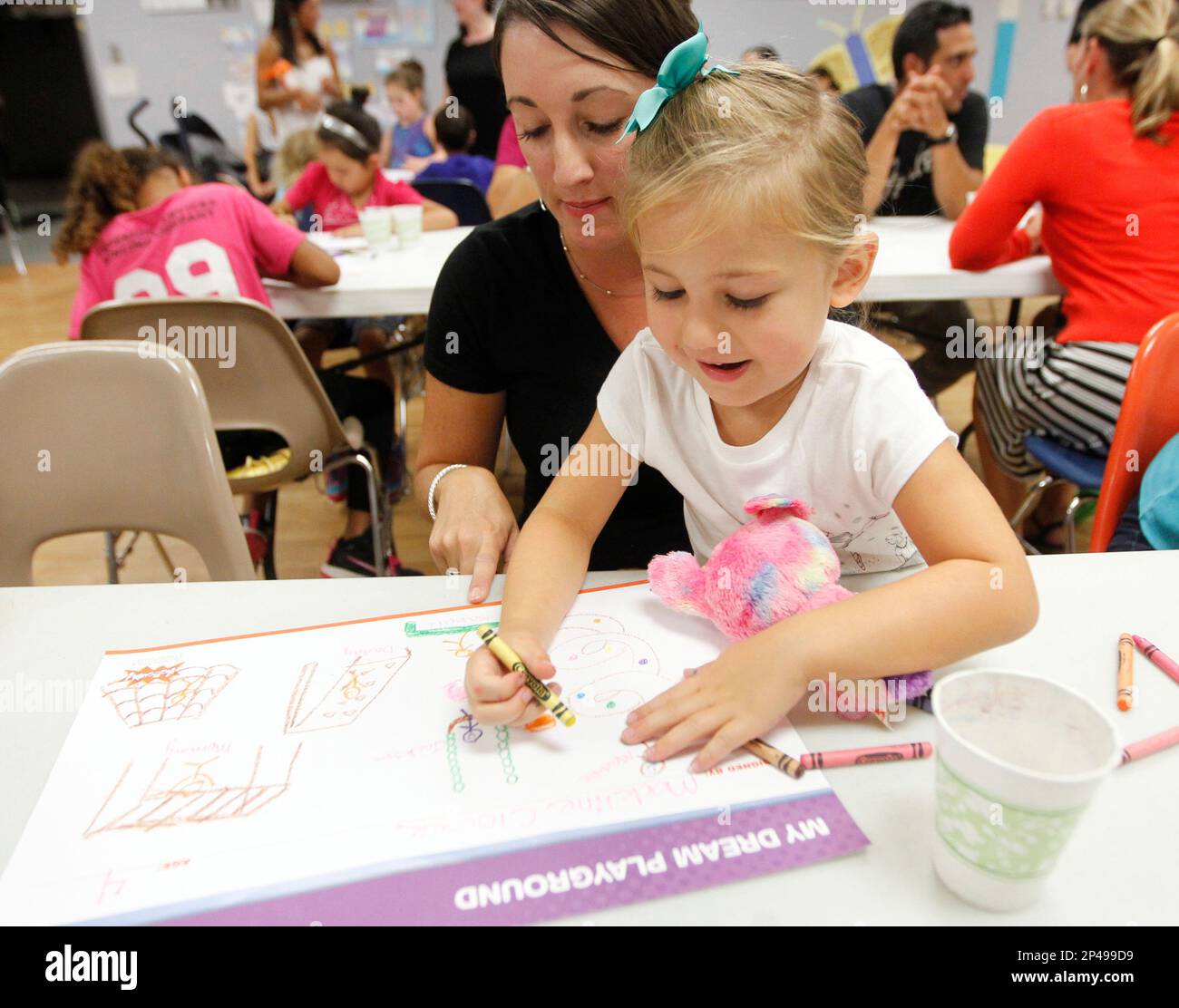 Kate Clower and her daughter, Madeline Clower, 4, draws their dream ...