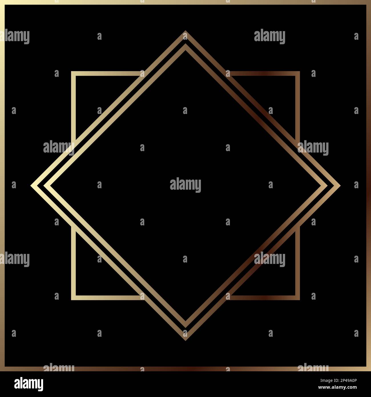 Art deco golden geometric metal frame border retro vintage sample ...